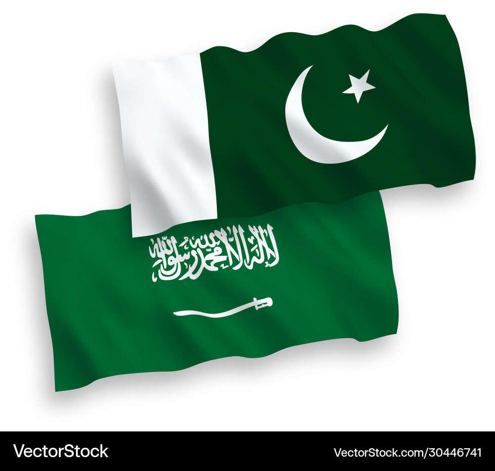 Saudi Arabia and Pakistan Flags Royalty Free Vector Image