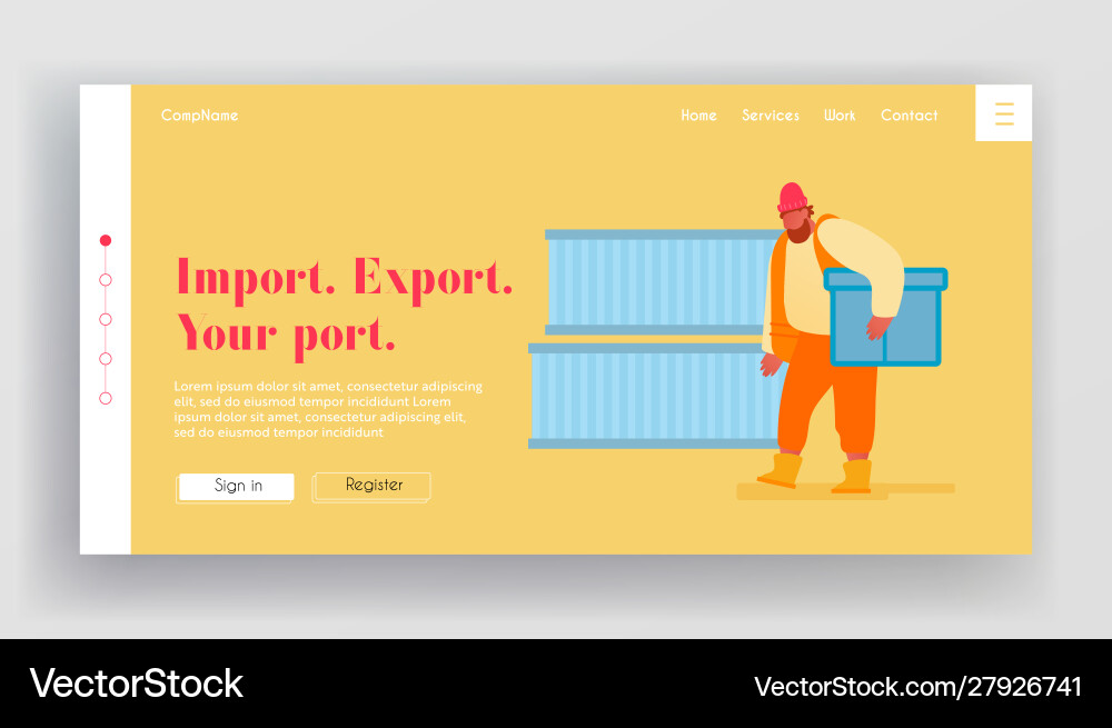 Shipping port import export business website Vector Image