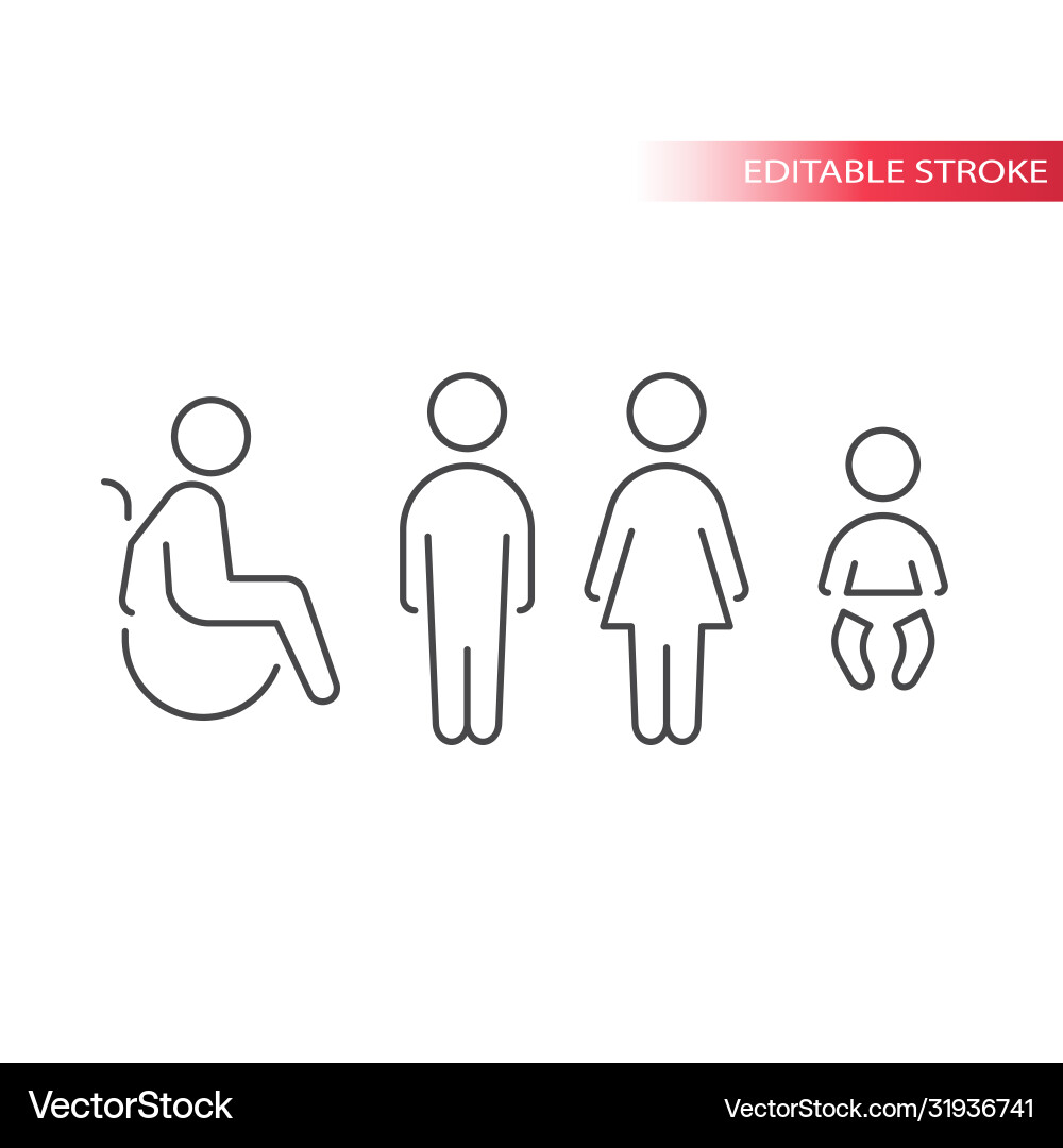 Toilet or wc thin line symbols set Royalty Free Vector Image