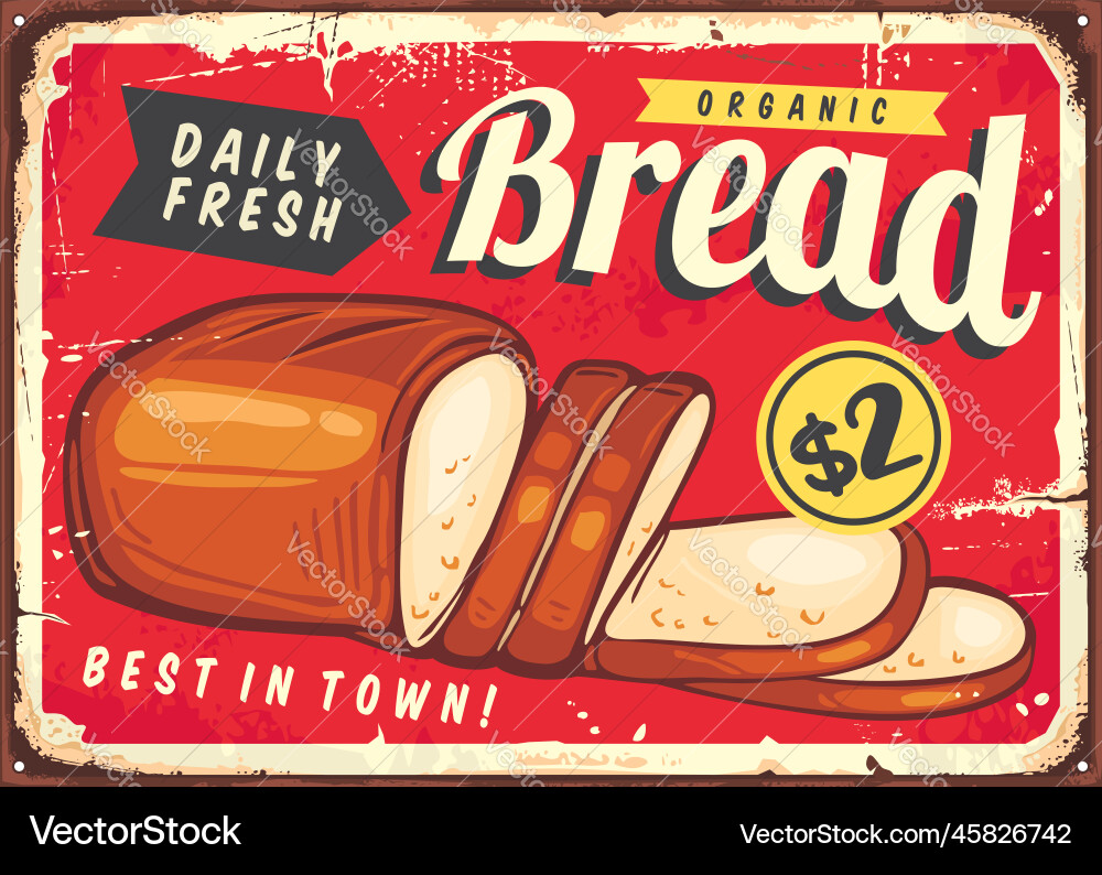 Bakery sign with daily fresh bread drawing Vector Image