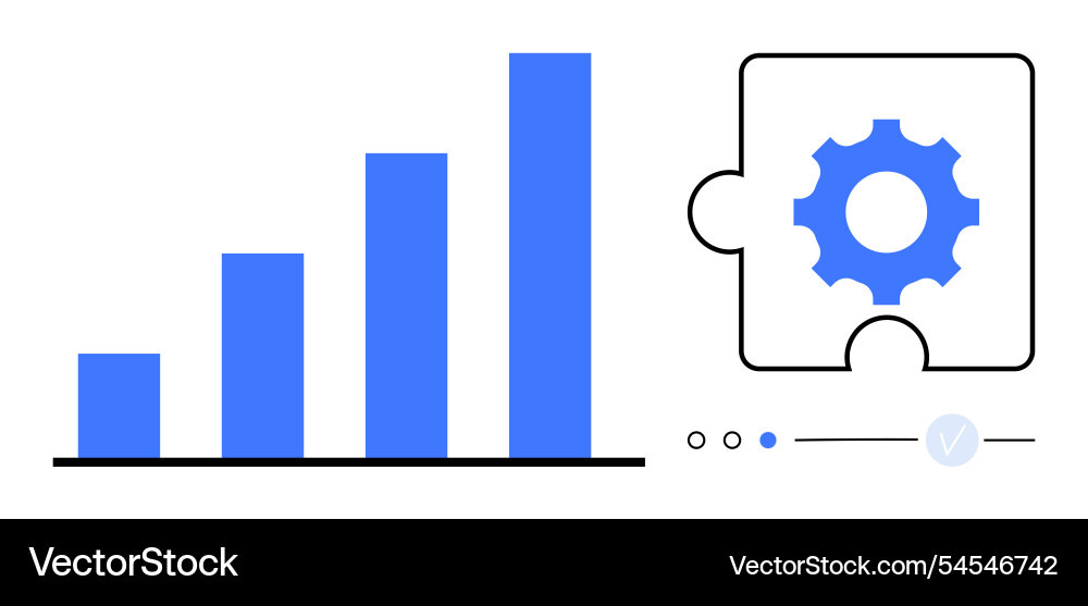 Data analytics growth with gear in puzzle piece Vector Image