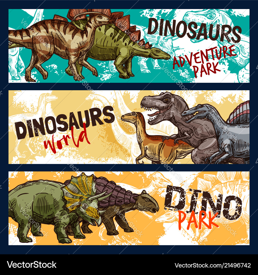 Dinosaur dino and jurassic monster banners Vector Image