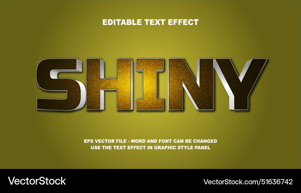 Editable text effect shiny 3d template Royalty Free Vector