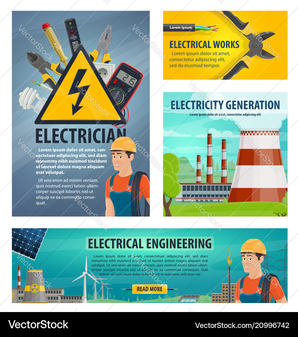 Electrician engineering poster Royalty Free Vector Image