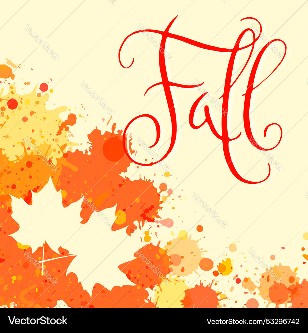 Fall word and watercolor autumn frame Royalty Free Vector