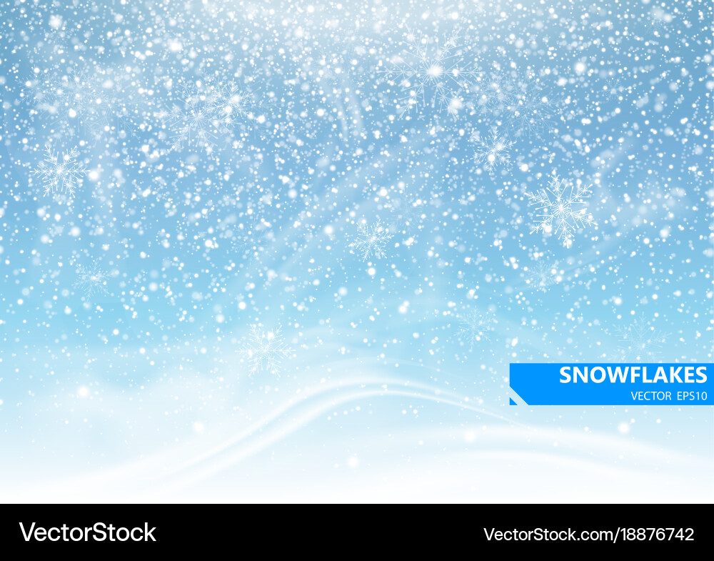 Falling snow on a blue background Royalty Free Vector Image
