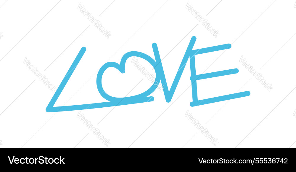 Handwritten love typography with heart text Vector Image