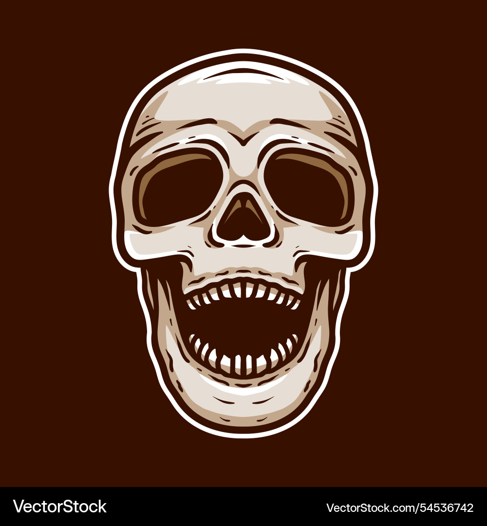 Scary human skull halloween isolated colored draw Vector Image