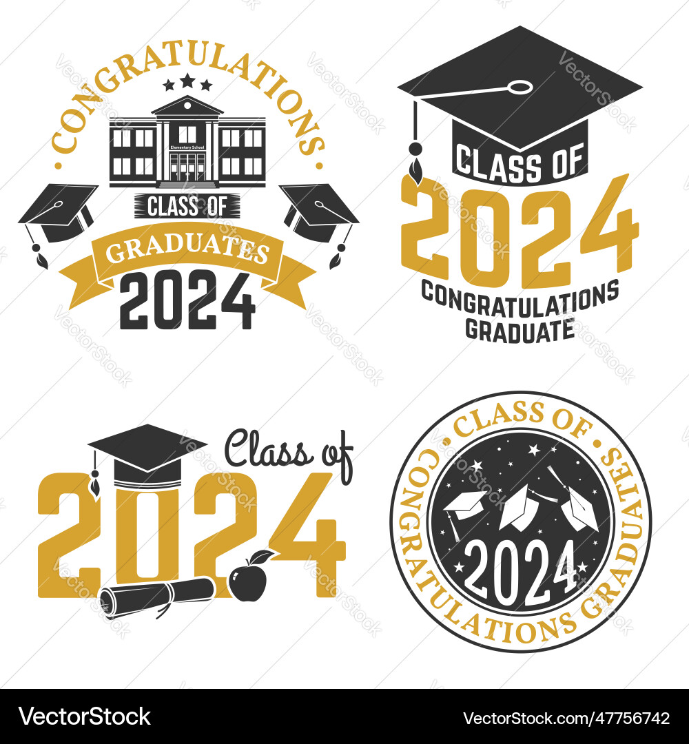 Set of class 2024 badges concept Royalty Free Vector Image