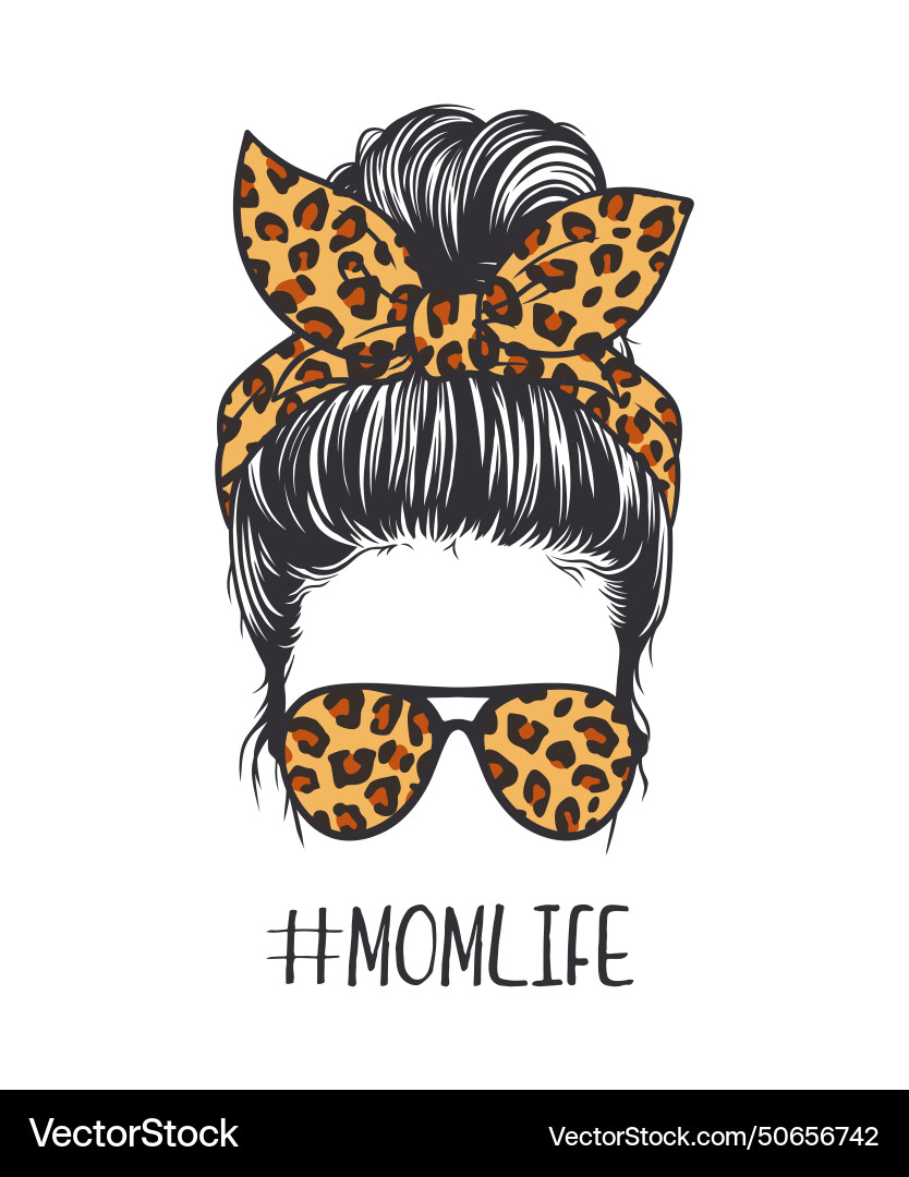 Stylish Woman with Messy Bun Royalty Free Vector Image