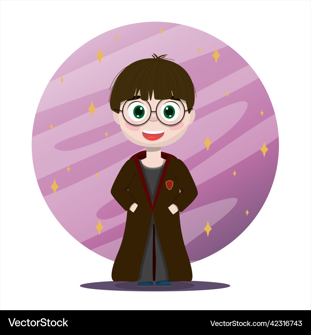 Boy is a wizard in robe cartoon Royalty Free Vector Image