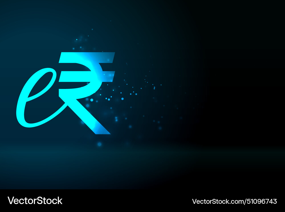 Glowing indian einr erupi symbol technology Vector Image