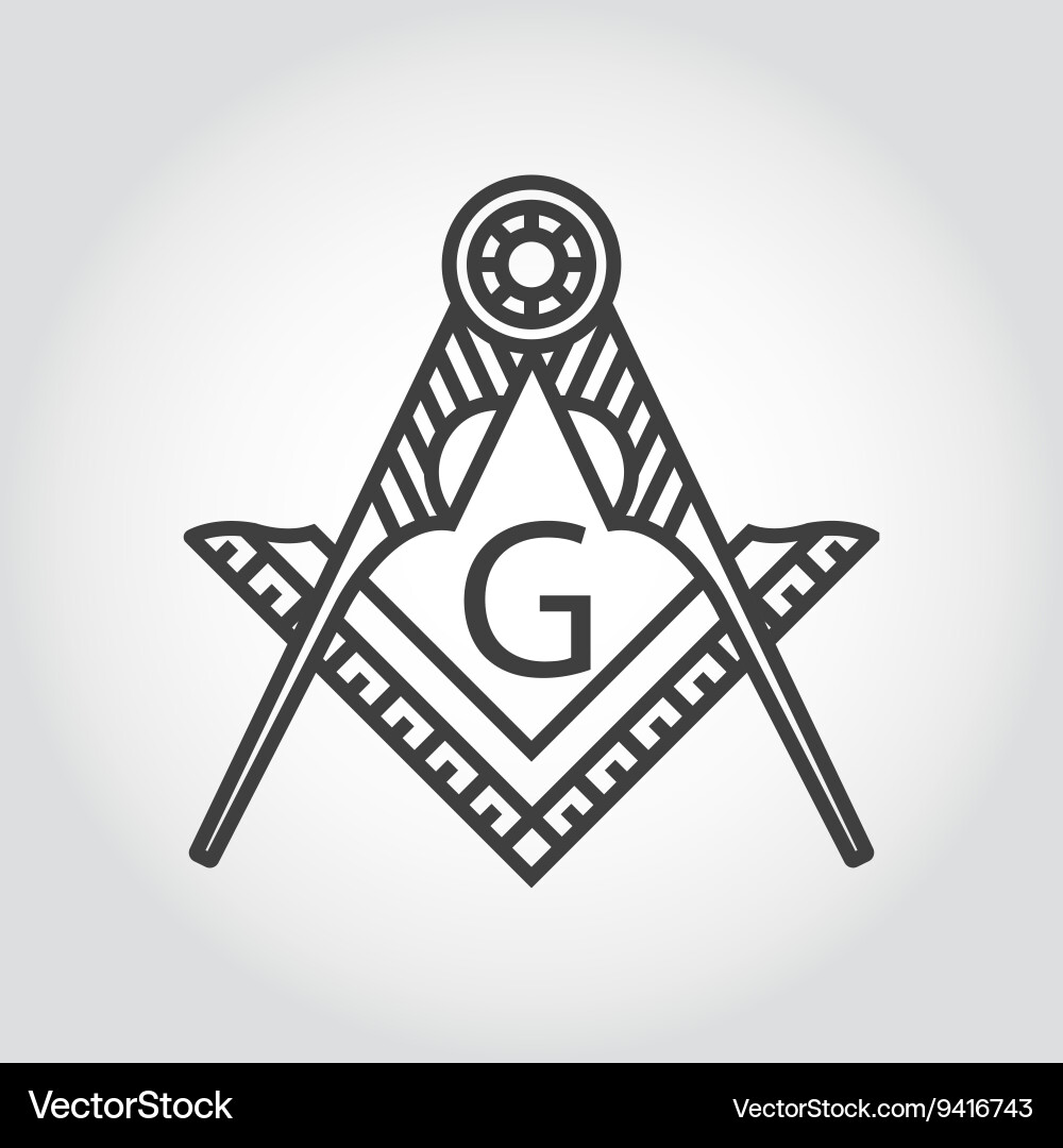 Grey masonic freemasonry emblem icon Royalty Free Vector