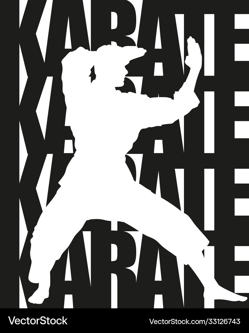 Karate text and silhouette Royalty Free Vector Image