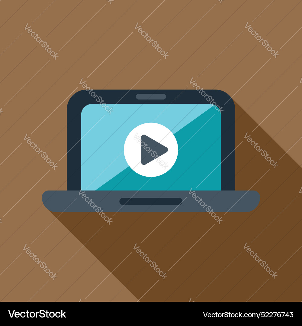 Laptop showing play button for streaming Vector Image