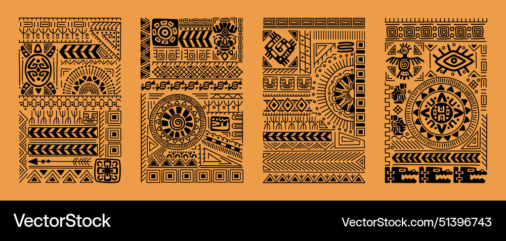Mexican pattern tribal silhouette print aztec Vector Image
