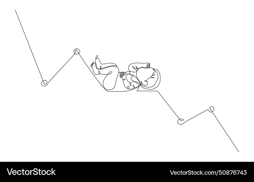 Newborn baby on downtrend graph Royalty Free Vector Image