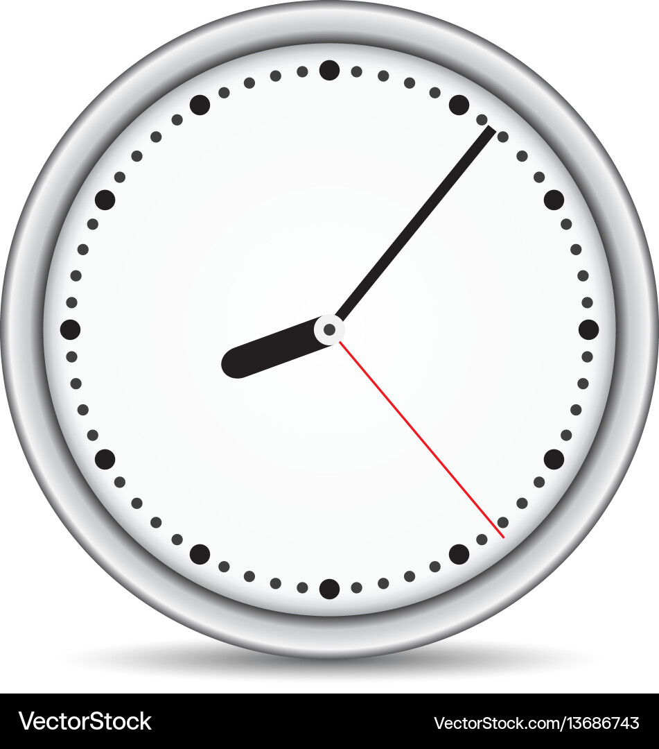 Round clock with white clock-face Royalty Free Vector Image