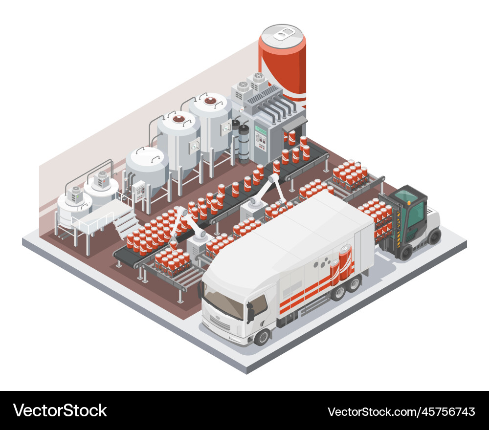 Soda Production Factory Isometric Royalty Free Vector Image