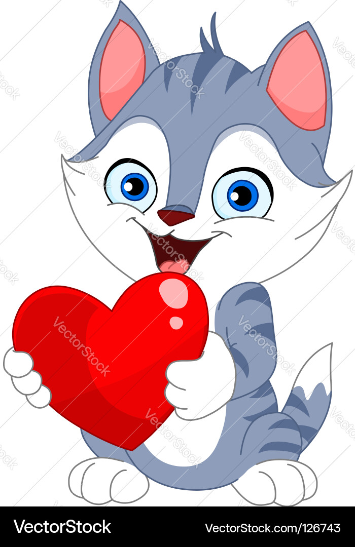 Valentine cat Royalty Free Vector Image - VectorStock