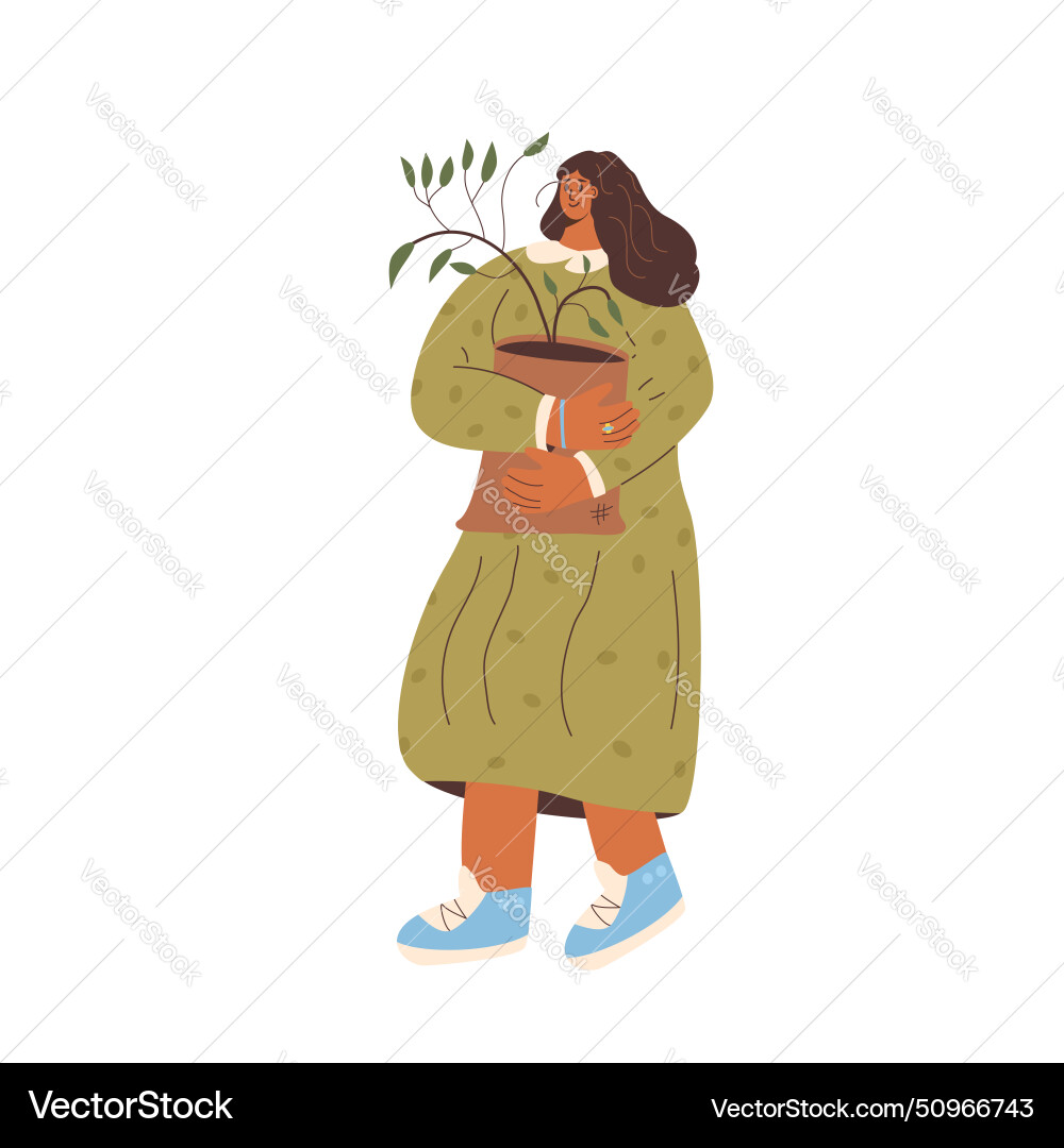 Woman with plant gardening sampling isolated Vector Image
