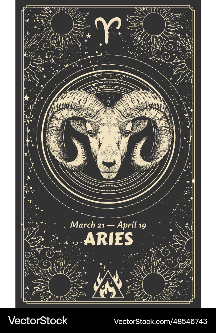 Zodiac sign aries modern vertical mystical Vector Image