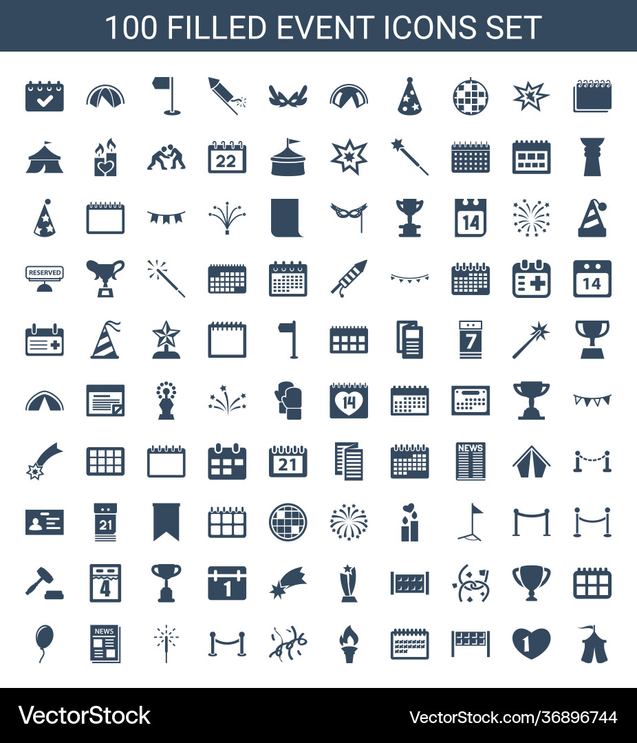 100 event icons Royalty Free Vector Image - VectorStock