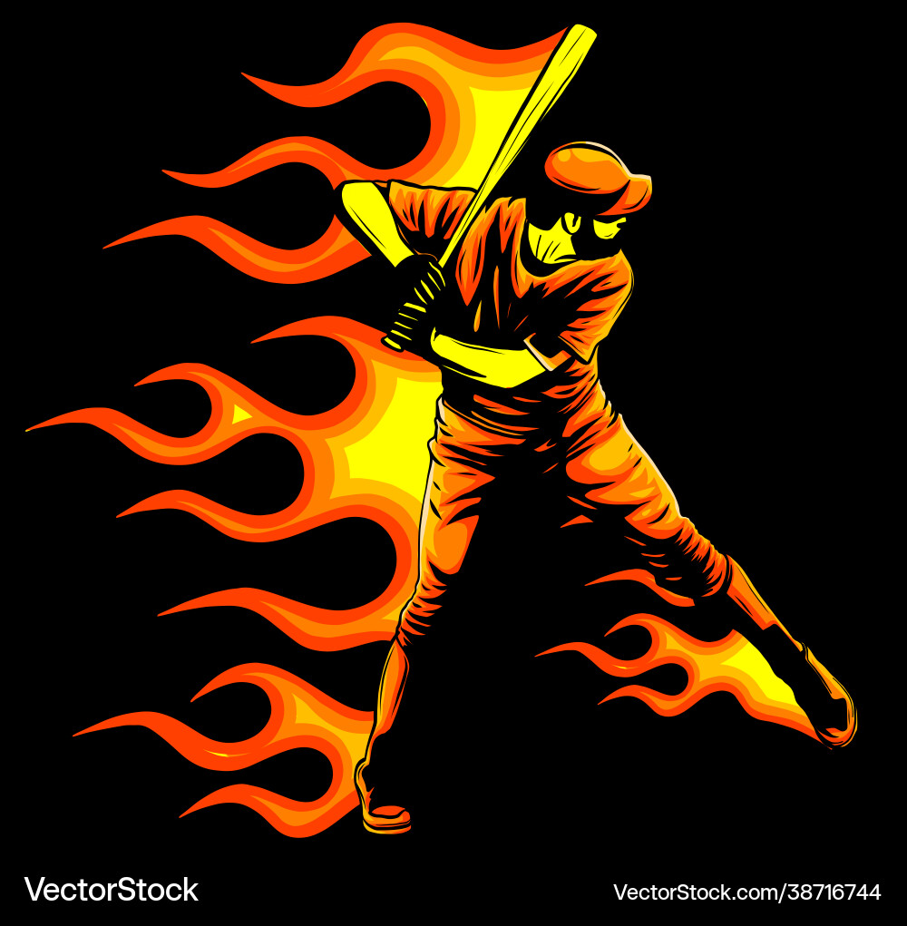 Baseball player hit ball Royalty Free Vector Image