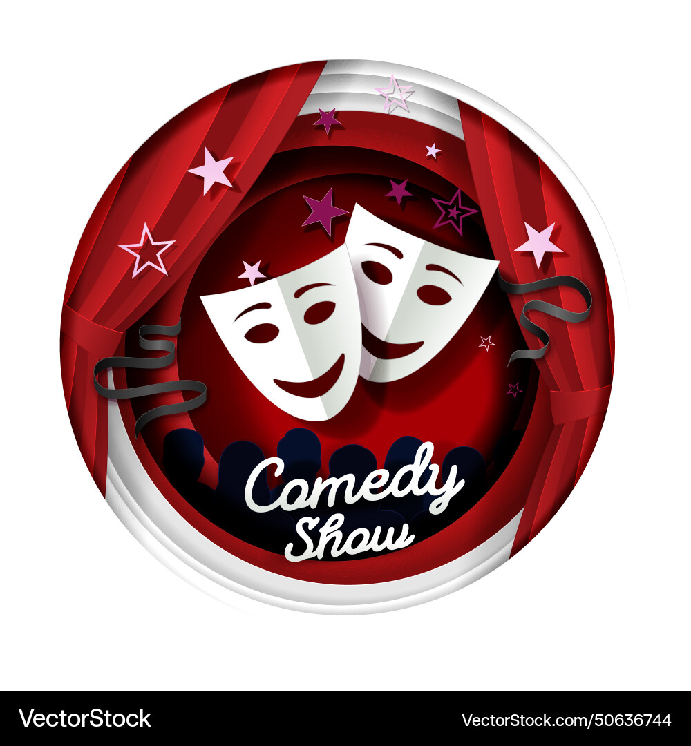 Comedy show paper art style advertising poster Vector Image