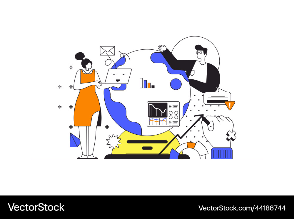 Global business strategy web concept in flat Vector Image