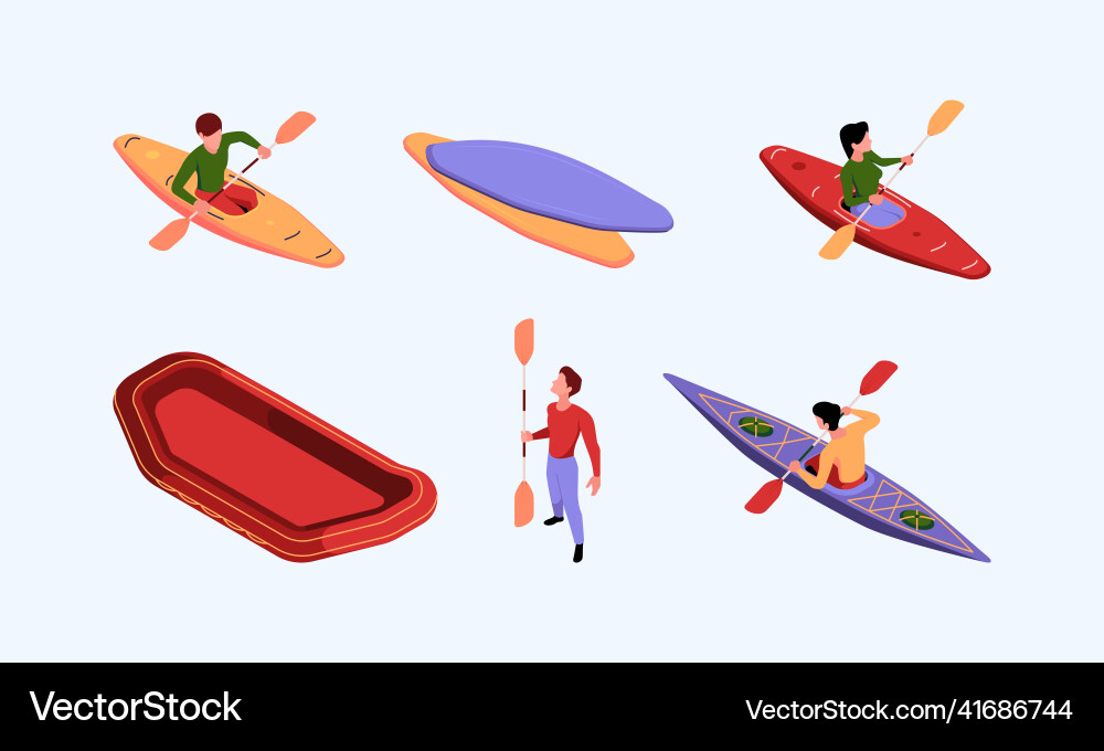 Isometric Kayak Adventure Royalty Free Vector Image