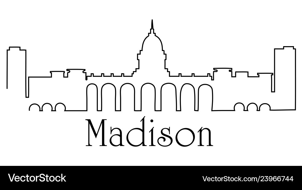Madison Skyline One Line Art Royalty Free Vector Image