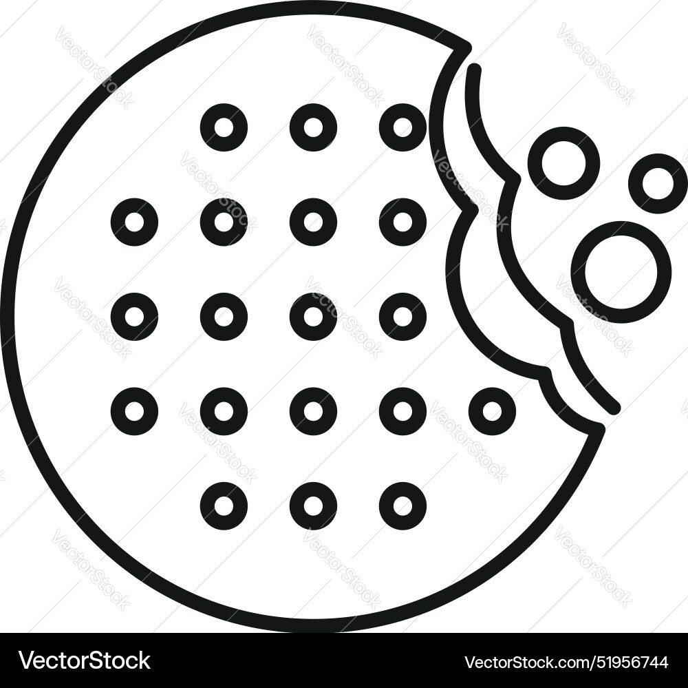 Round cookie being bitten with crumbs falling icon