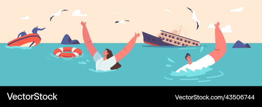 Sea accident shipwreck catastrophe concept Vector Image