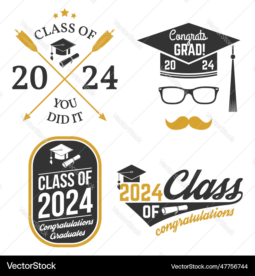 Set of class 2024 badges concept Royalty Free Vector Image
