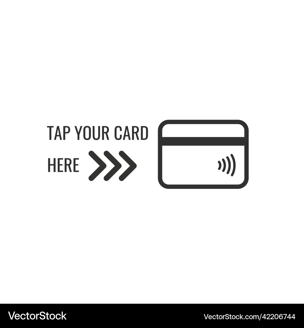 Tap your card here label icon nfc terminal Vector Image