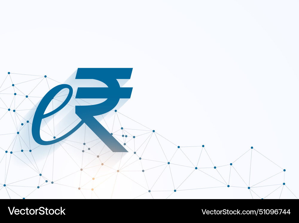 Virtual money e-rupi erupee symbol in network Vector Image