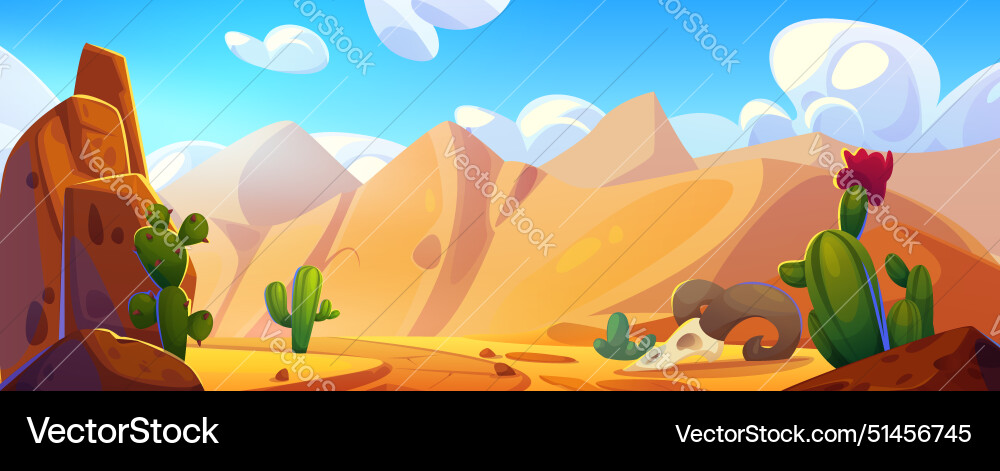 Arizona desert landscape with cactus background Vector Image