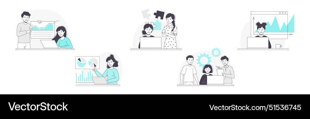 Business people character presenting graph working