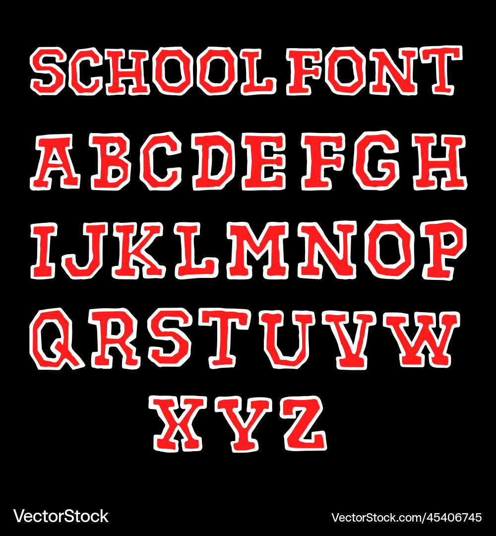 College style font hand drawn Royalty Free Vector Image