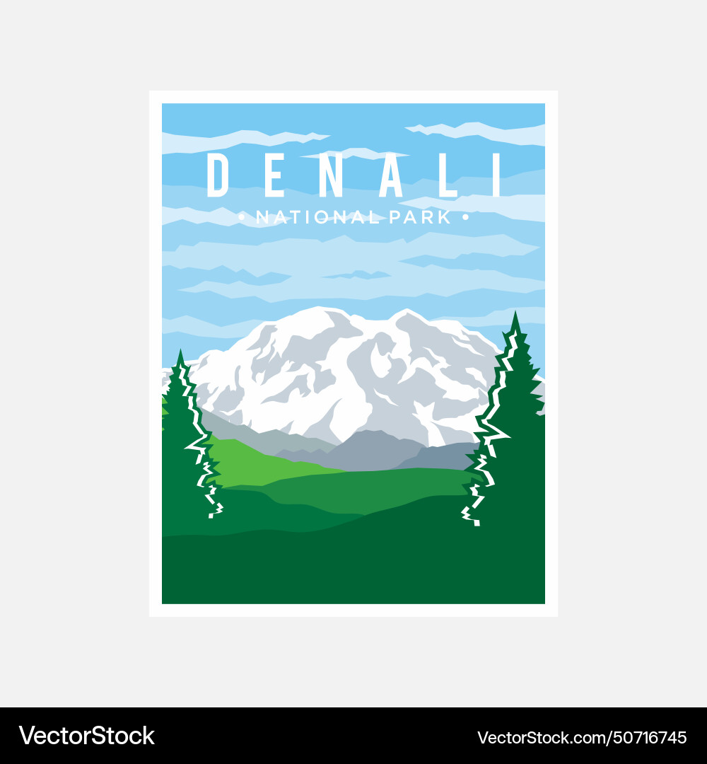 Denali national park poster Royalty Free Vector Image