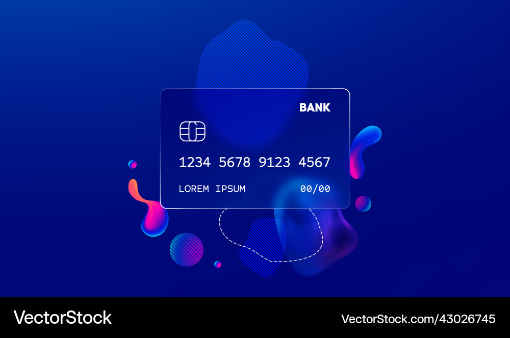 Glass morphism credit card template plastic Vector Image