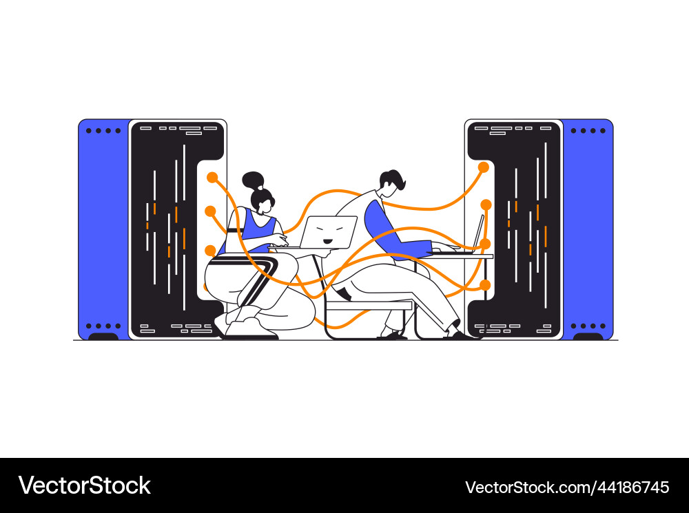 Hosting provider web concept in flat outline Vector Image