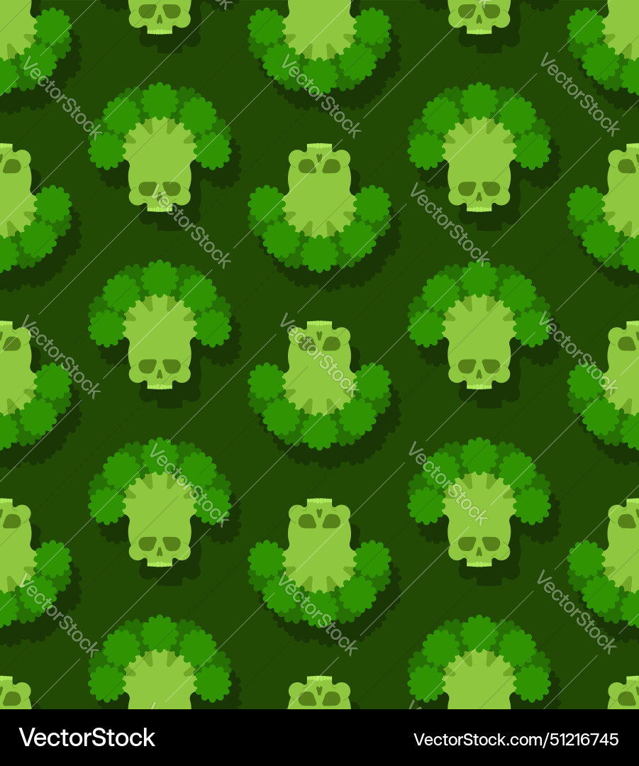 Skull broccoli pattern seamless deadly scary Vector Image