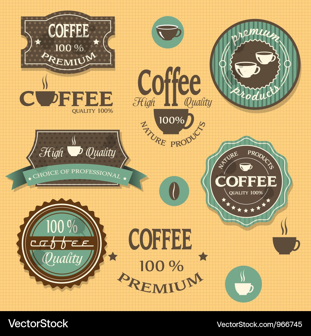 Vintage Coffee Labels Set Royalty Free Vector Image
