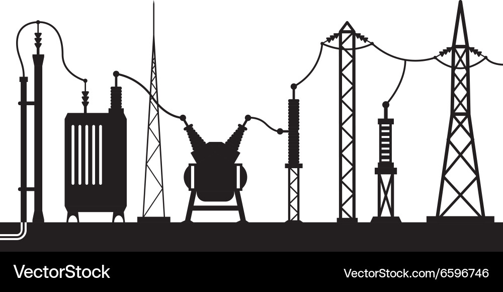 Electrical substation scene Royalty Free Vector Image