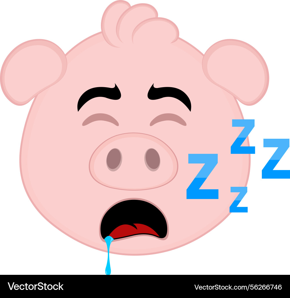 Emoji pig character drooling sleeping Royalty Free Vector