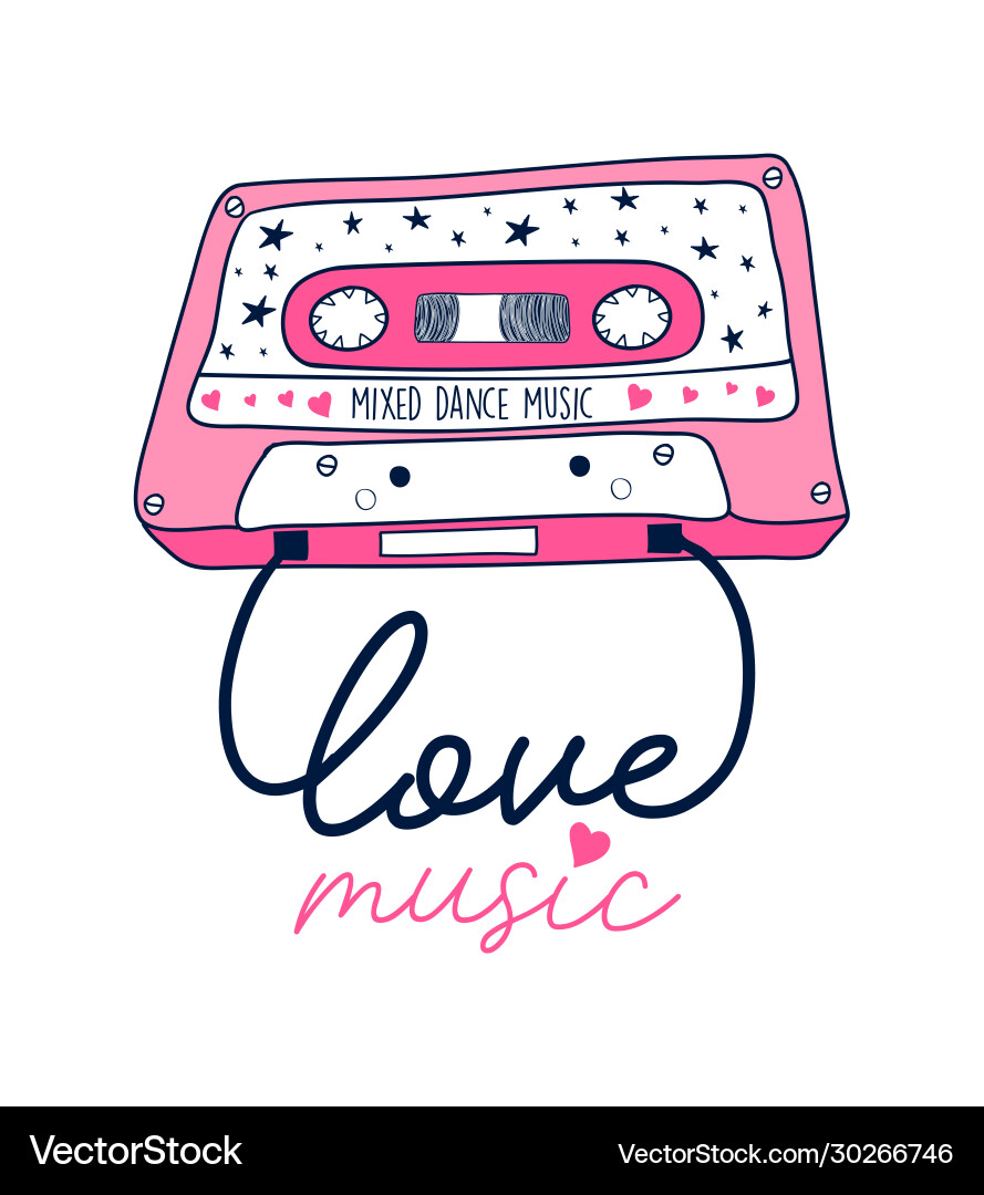 Hand drawing print design tape and slogan Vector Image