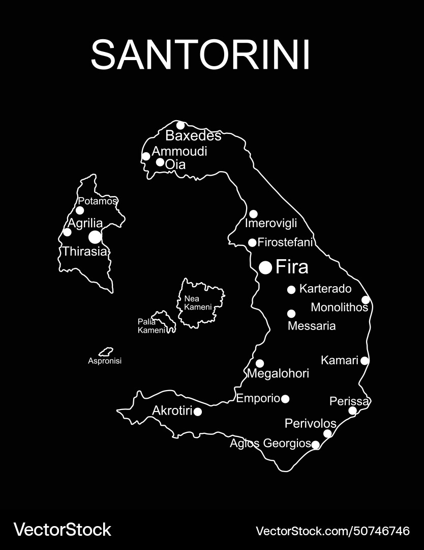 Island santorini map line contour silhouette Vector Image