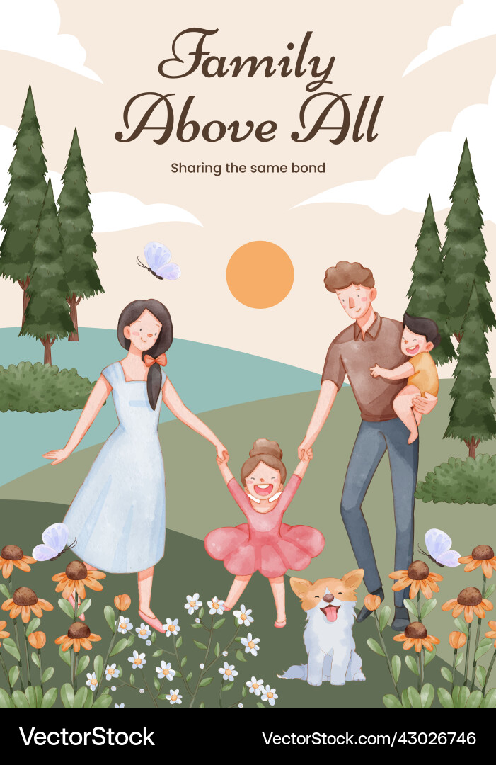 Poster template with family fun day Royalty Free Vector